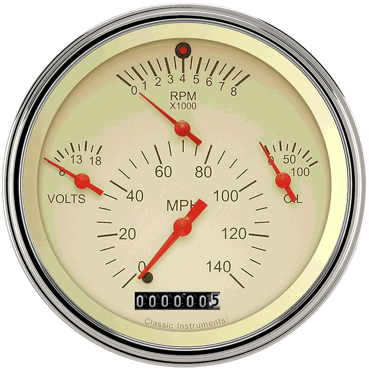 Classic Instruments Tetra Series, Tan Combination Gauge - TE40TSLF ...