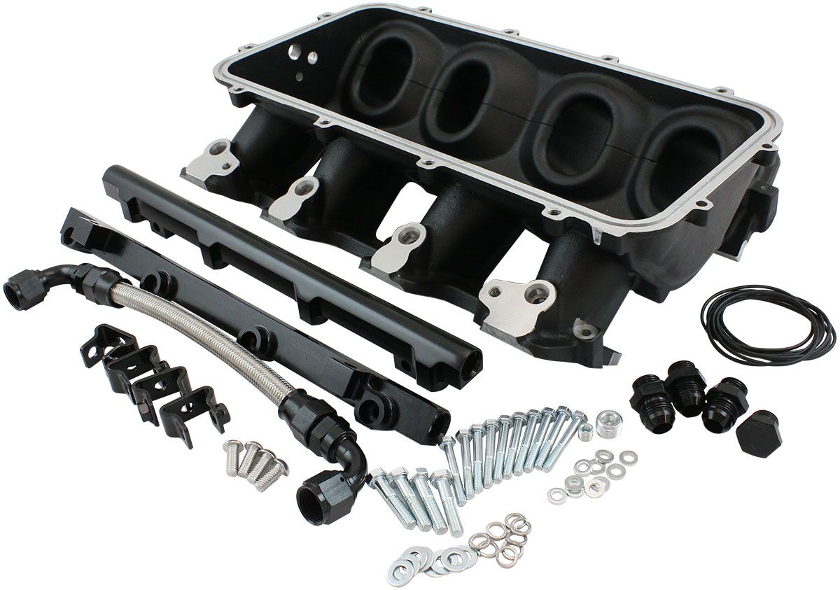 Aeroflow Low Rise EFI GM LS Rectangle Port Intake ManifoldBase, Black ...