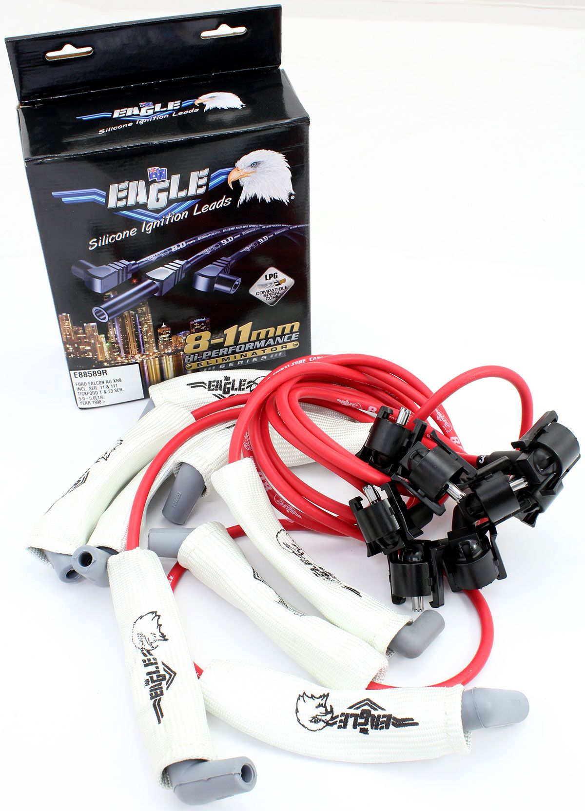 EL Ignition Lead set with Heat Sheilds, Red (ELE88589R) — Fast Lane Spares