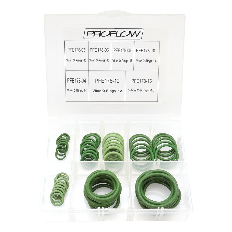 Proflow Viton O-Ring Assortment Kit, -03AN To -16AN Pack 10 Pack - PFE ...