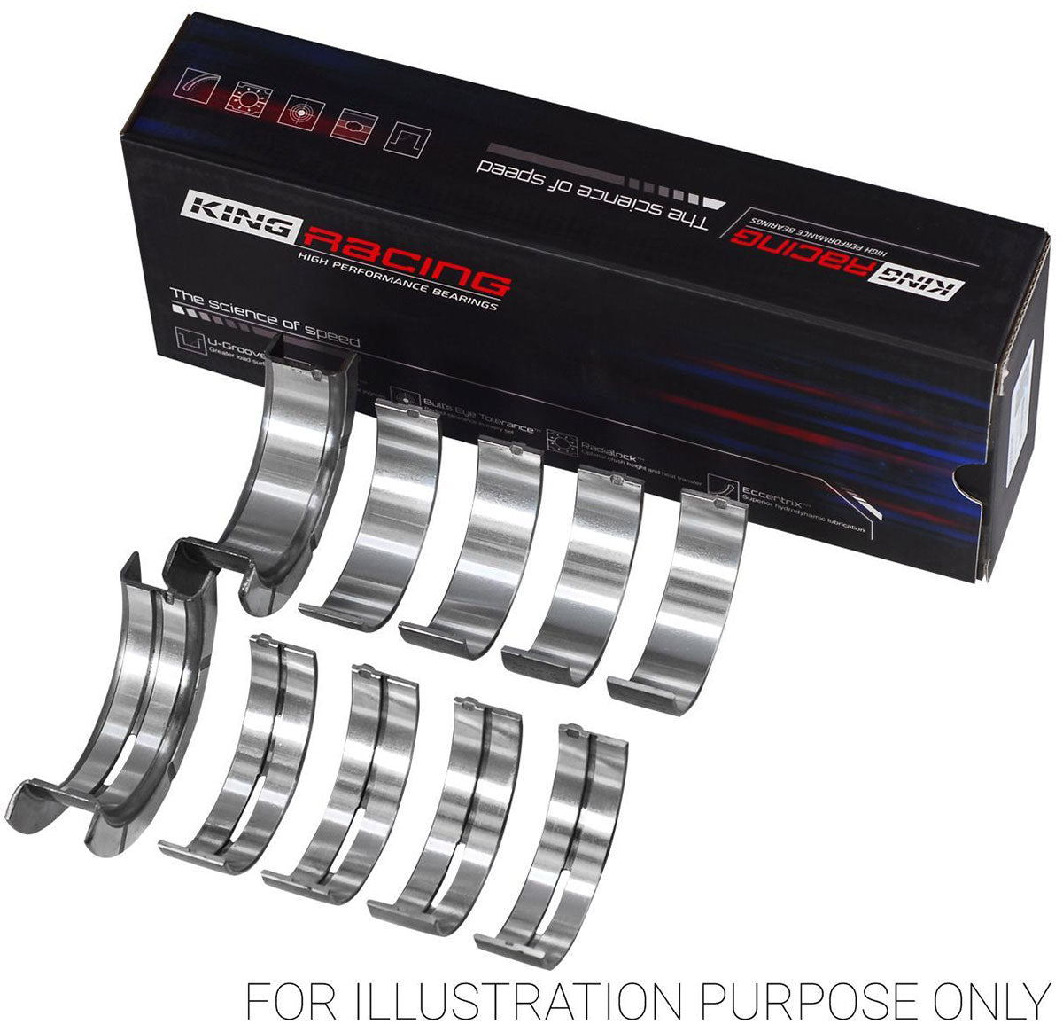 King HP Series Main Bearing Set, STD Suit Ford 302-351 Cleveland (KBMB ...