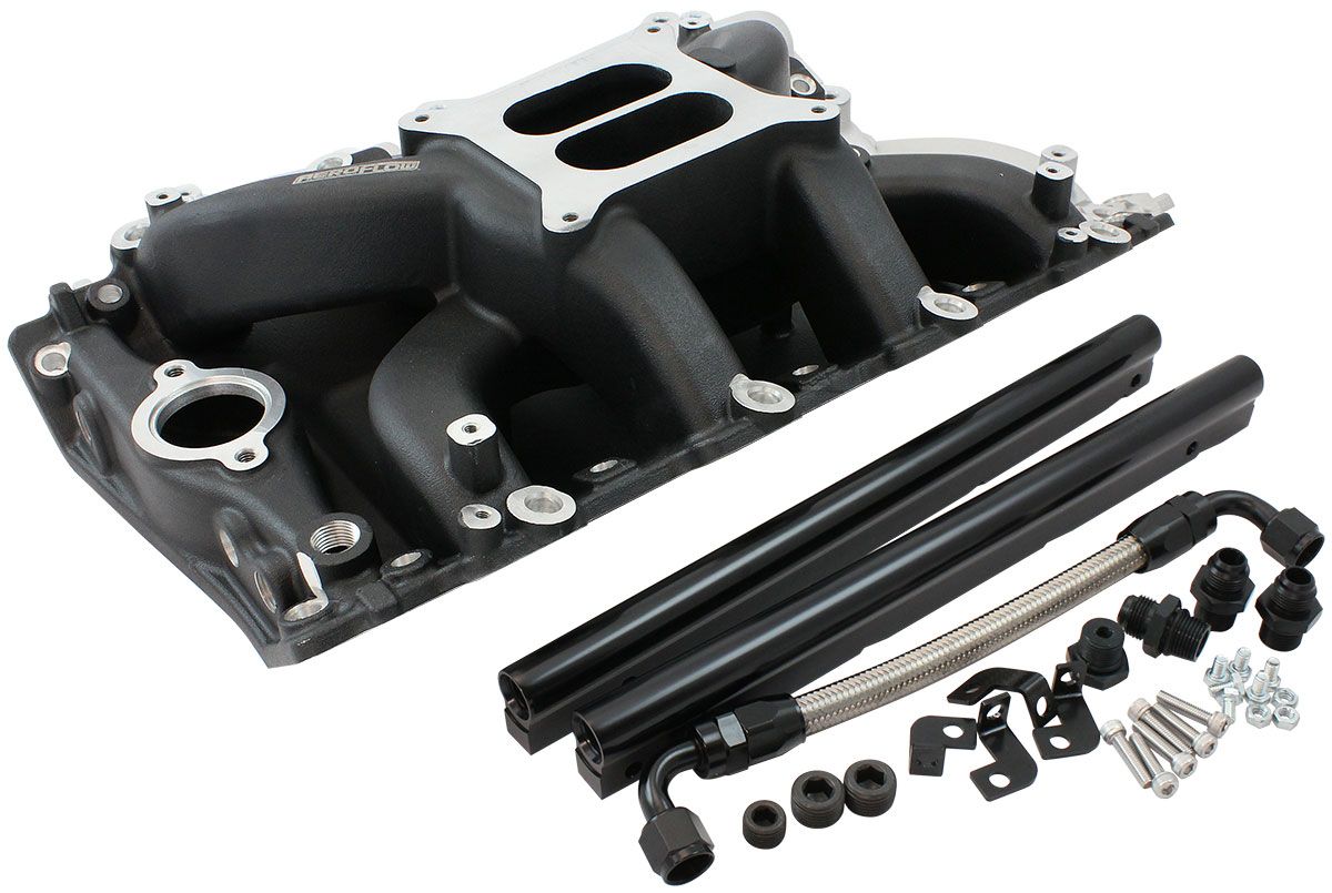 Aeroflow Holden 304 EFI Air Gap Dual Plane Intake Manifold, Black Fini ...