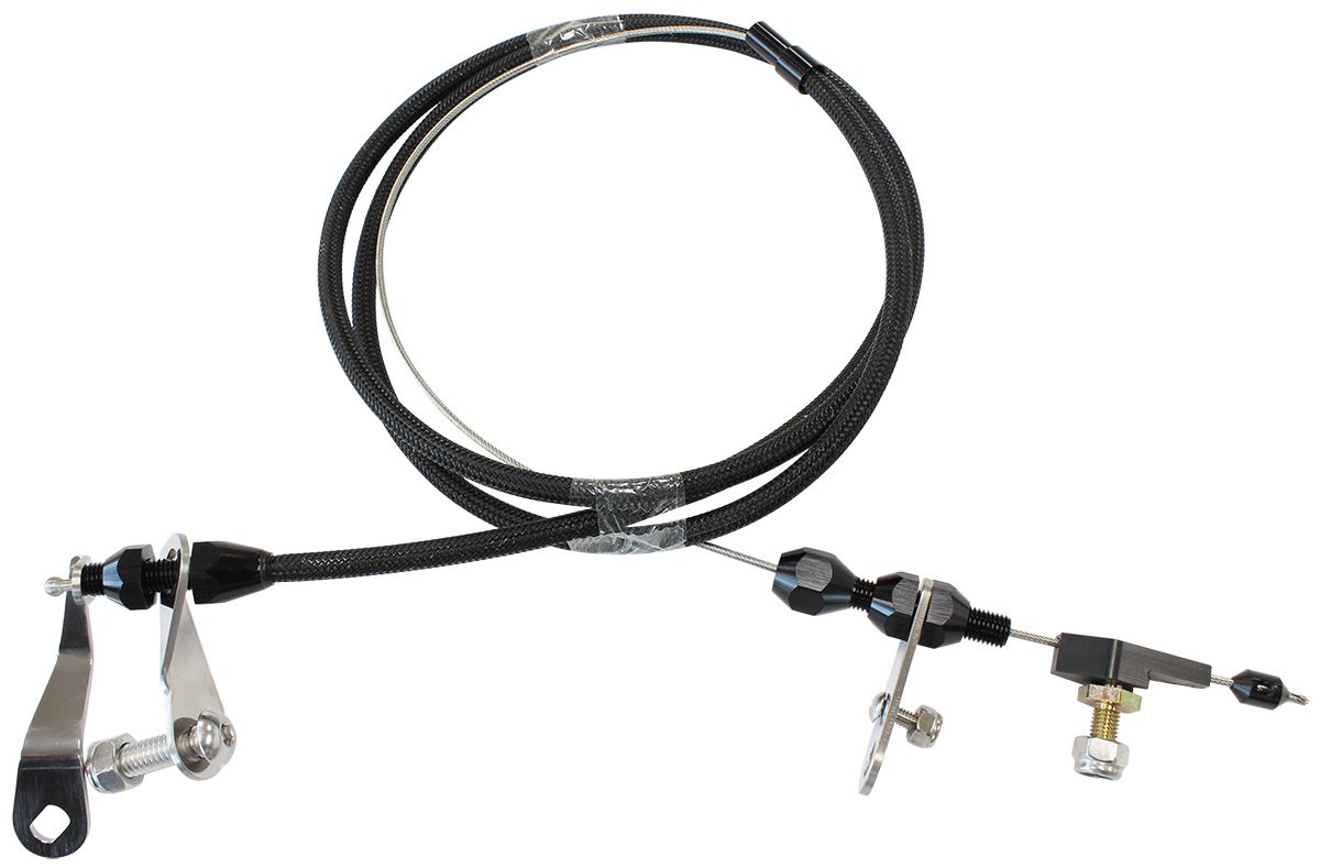 Aeroflow Kickdown Cable With Black Stainless Steel Cover & Black Ends ...