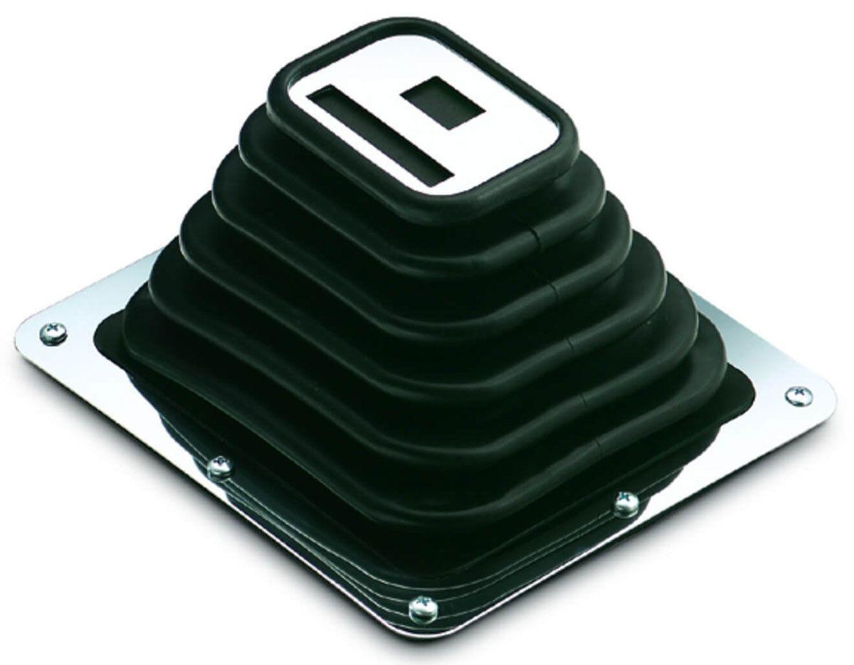 Hurst Shifter Boot And Plate, Super Shifter 3, Black, Rubber, Chrome P ...