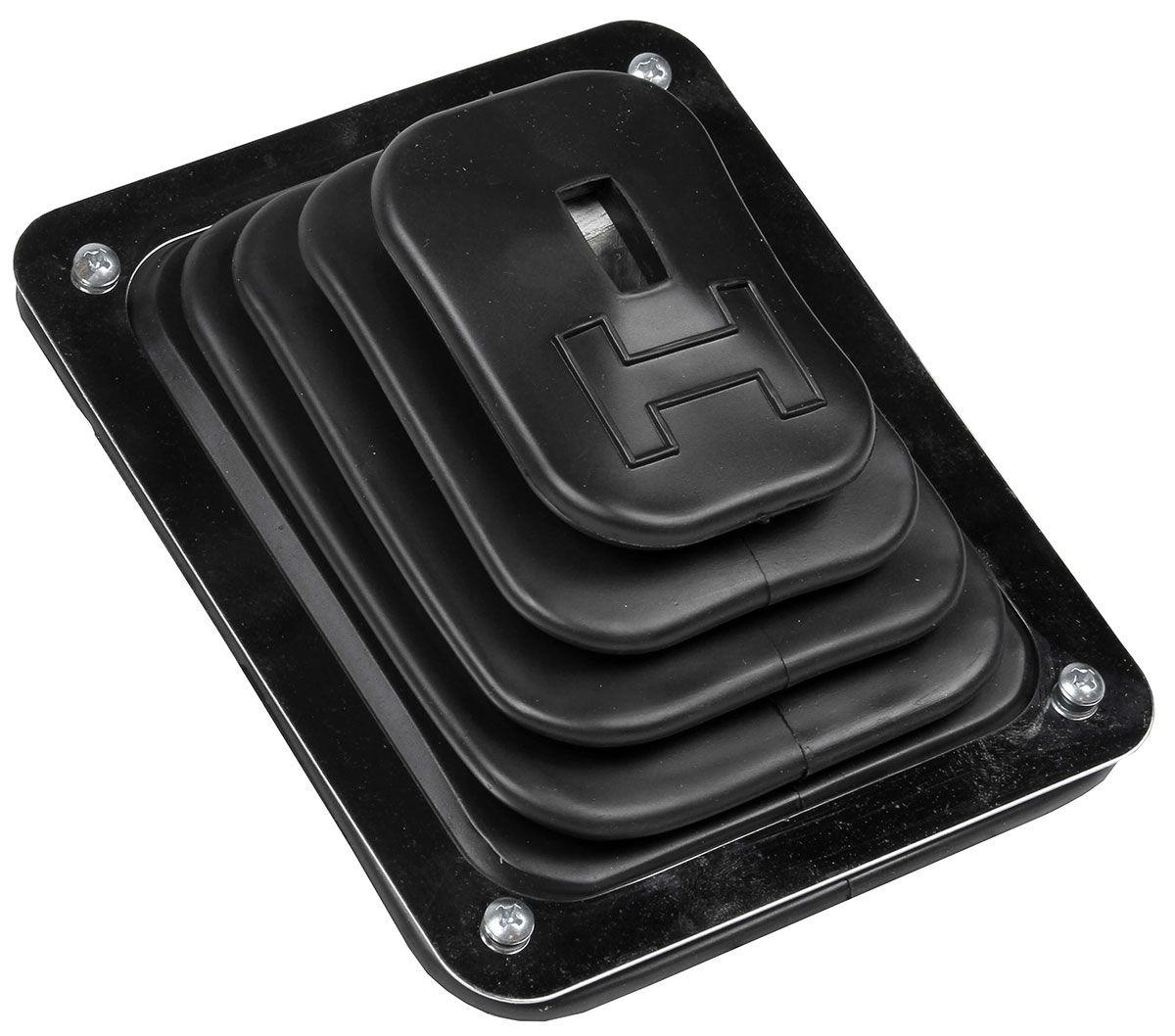 Hurst Shifter Boot and Plate, B-4 Shifter, Black, Rubber, Chrome Plate ...